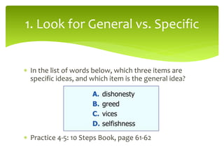 English 52 – topic & main idea | PPTX