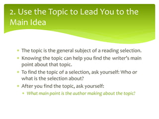 English 52 – topic & main idea | PPTX