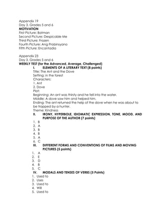 sample multi grade lesson plan for Grade 5 and 6 english subject | DOCX