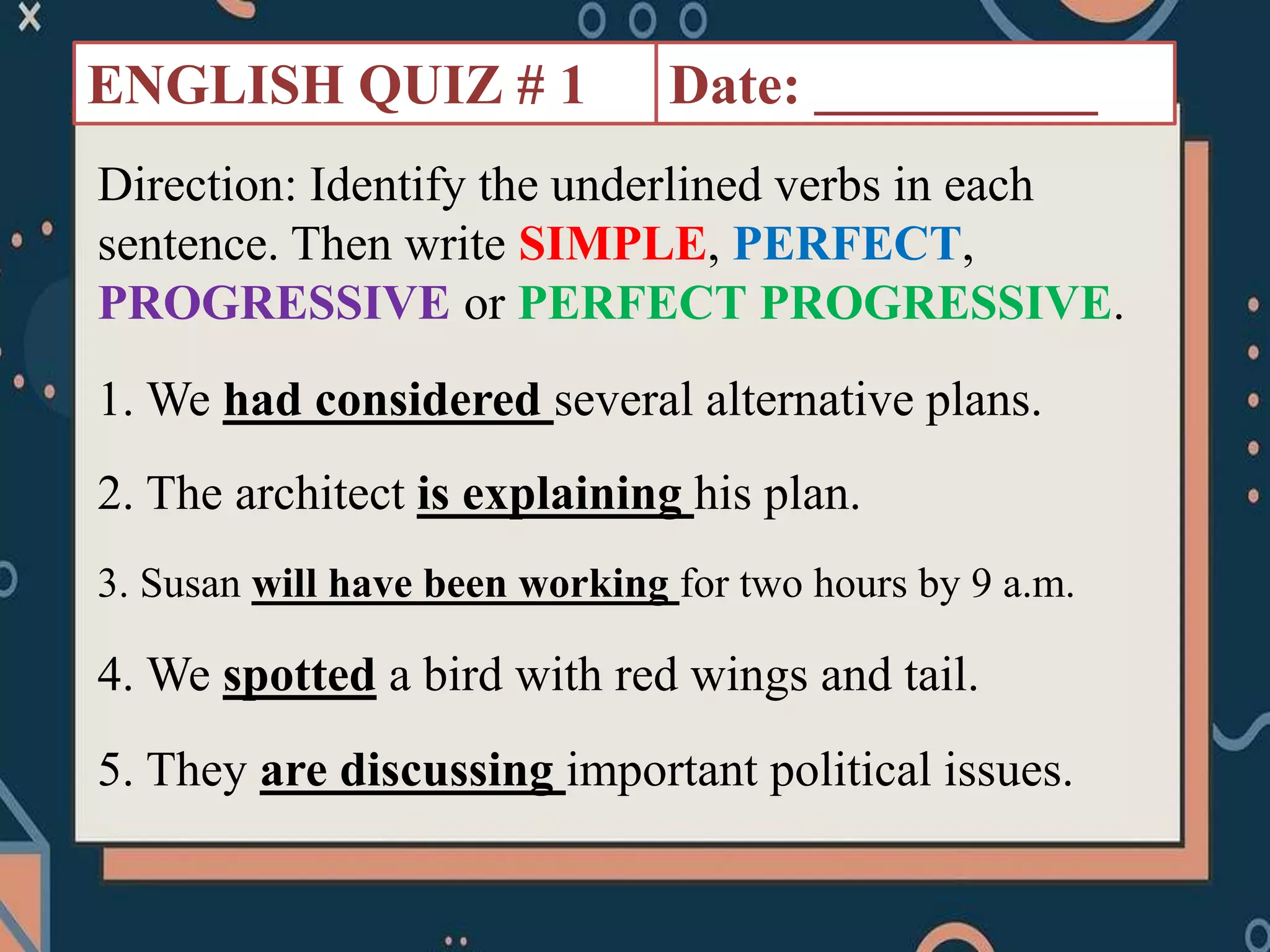 ASPECTS OF VERB | PPTX