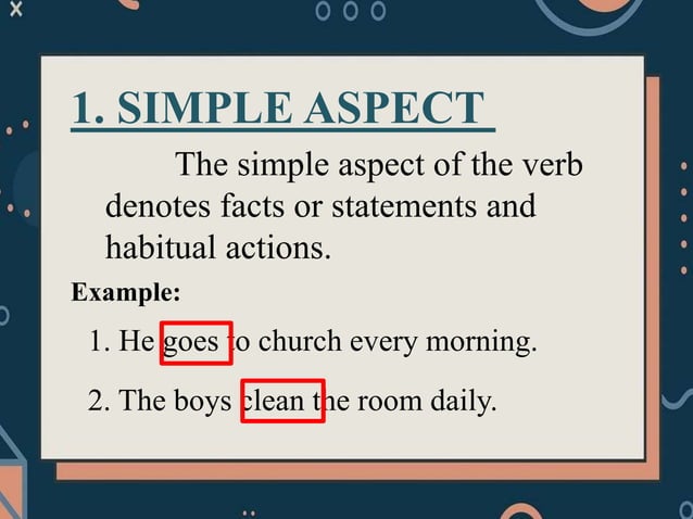 ASPECTS OF VERB | PPTX | Food & Drink