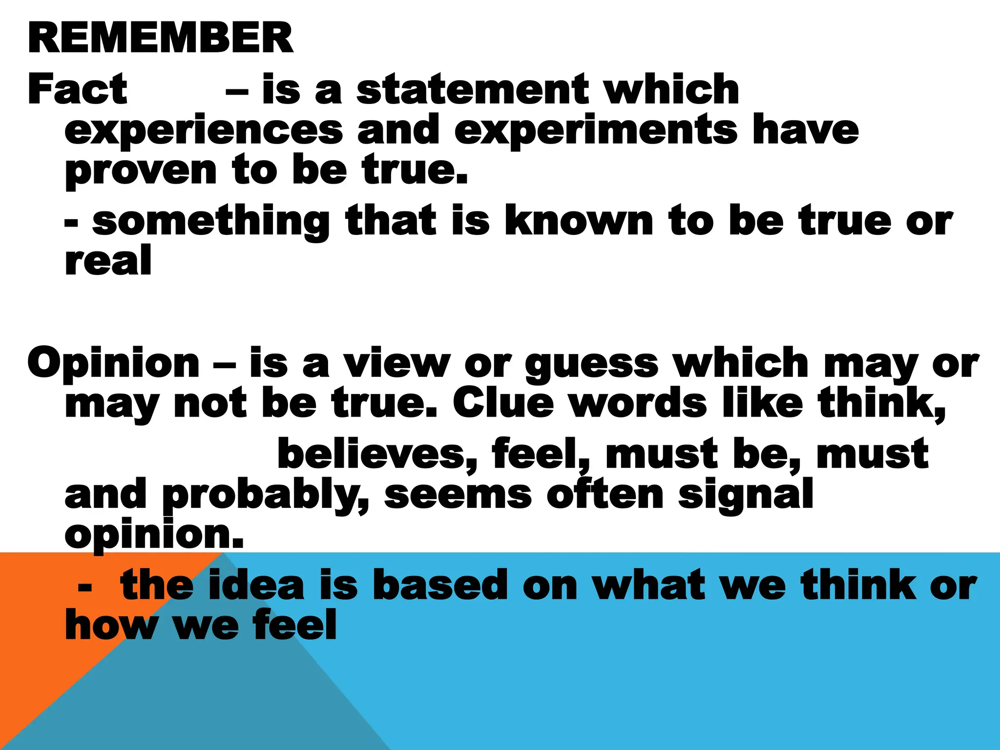 ENGLISH 5 PPT Q3 W1 Day 1-5 - Distinguishing Fact from Opinion ...