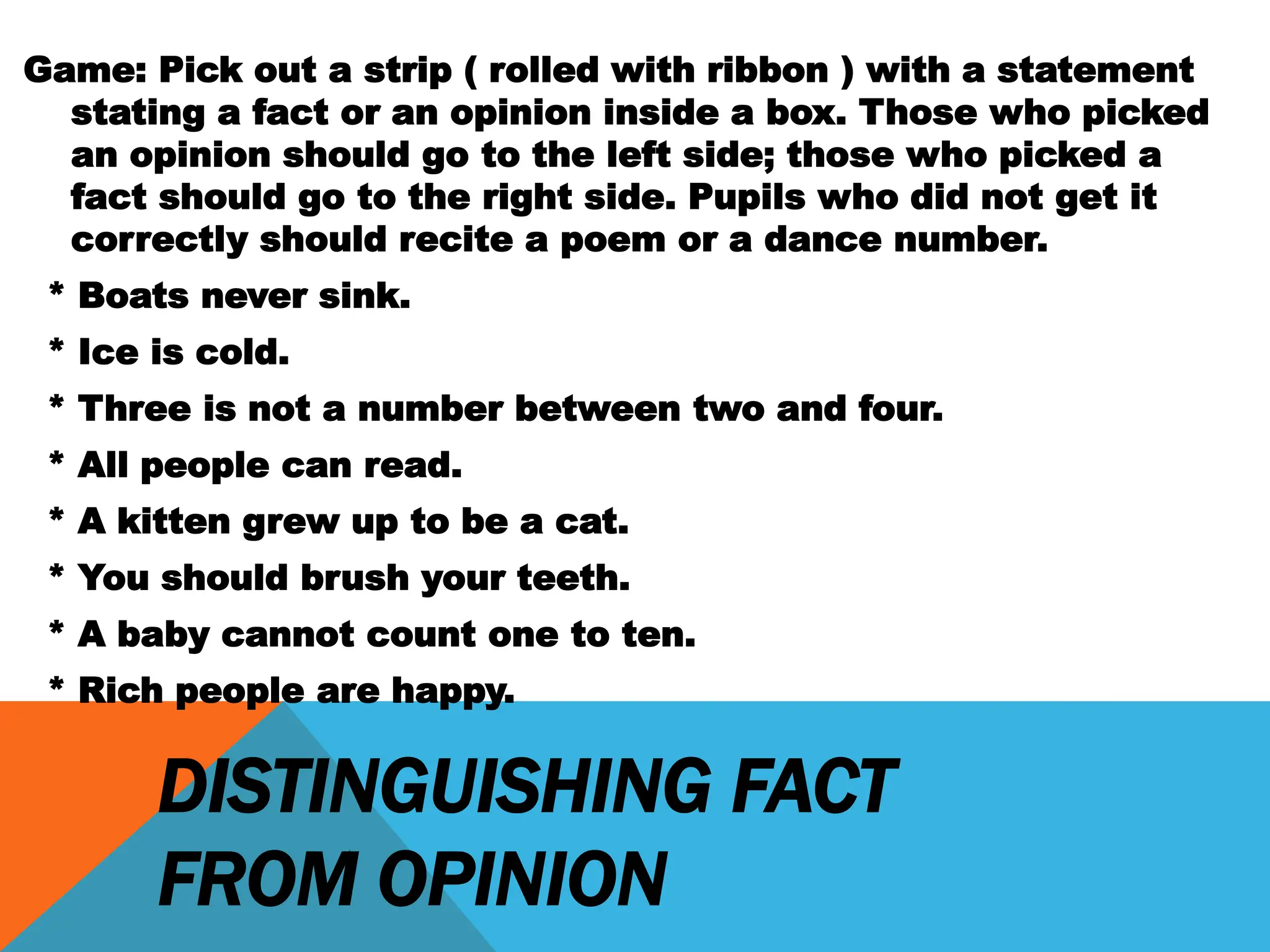 ENGLISH 5 PPT Q3 W1 Day 1-5 - Distinguishing Fact from Opinion ...
