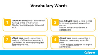 English 5_Unit 1_Lesson 1_Compound, Affixed, Blended, and Clipped Words ...