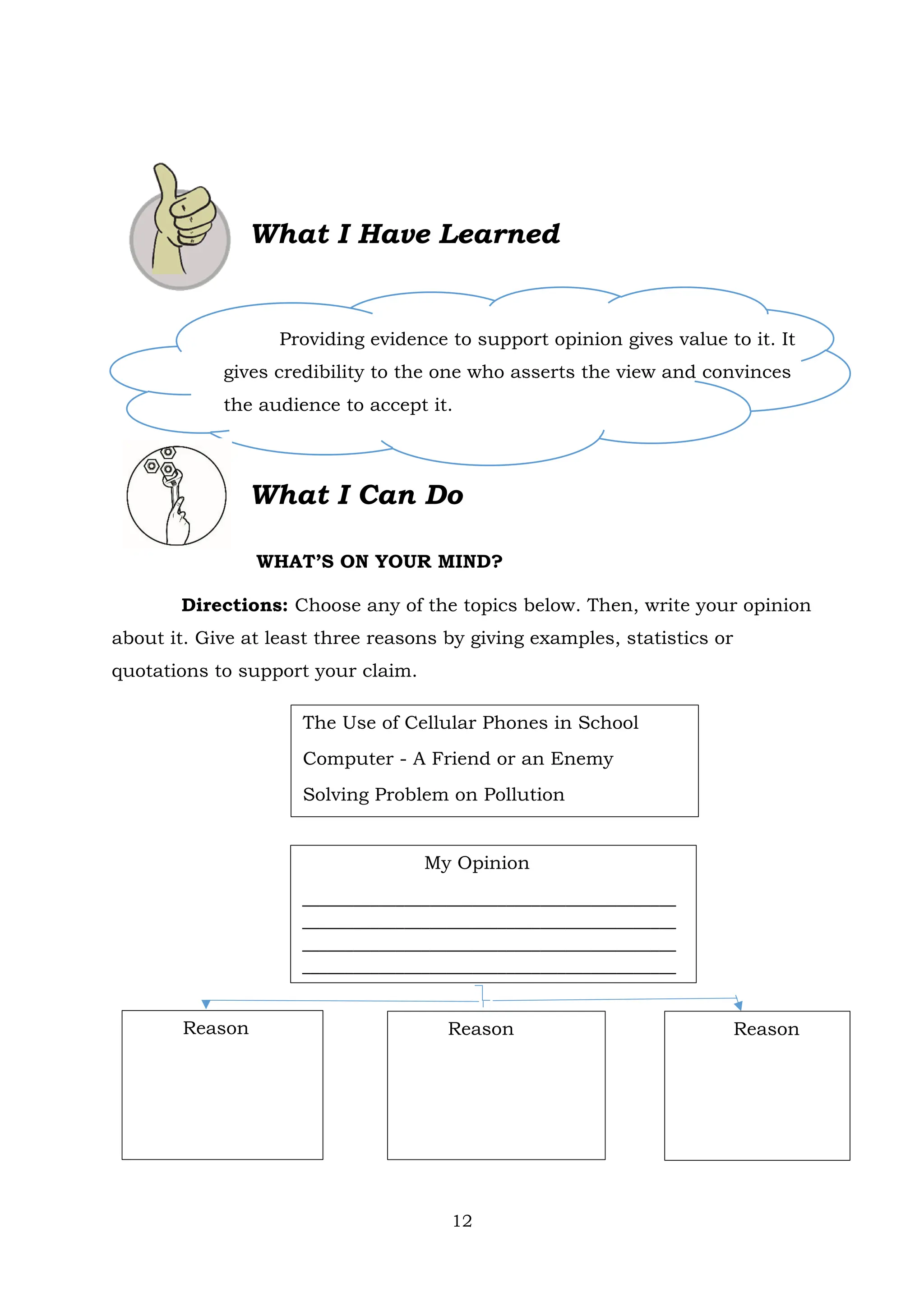 English 6 - Quarter 3 - Module 1 Supporting An Opinion | PDF