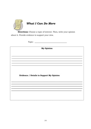 English 6 - Quarter 3 - Module 1 Supporting An Opinion | PDF
