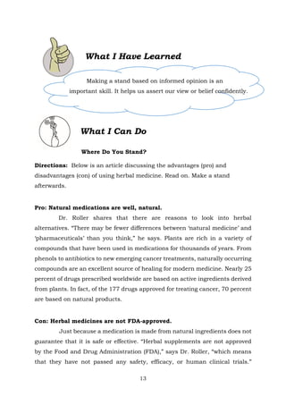 English 6 - Quarter 3 - Module 2 Making a Stand | PDF