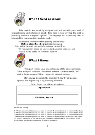 English 6 - Quarter 3 - Module 2 Making a Stand | PDF