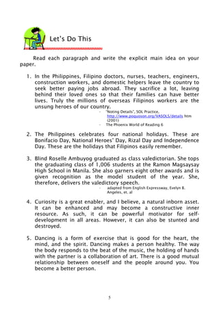 English 6 dlp 17 giving the main idea | PDF