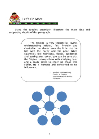 Main Idea Hand Graphic Organizer