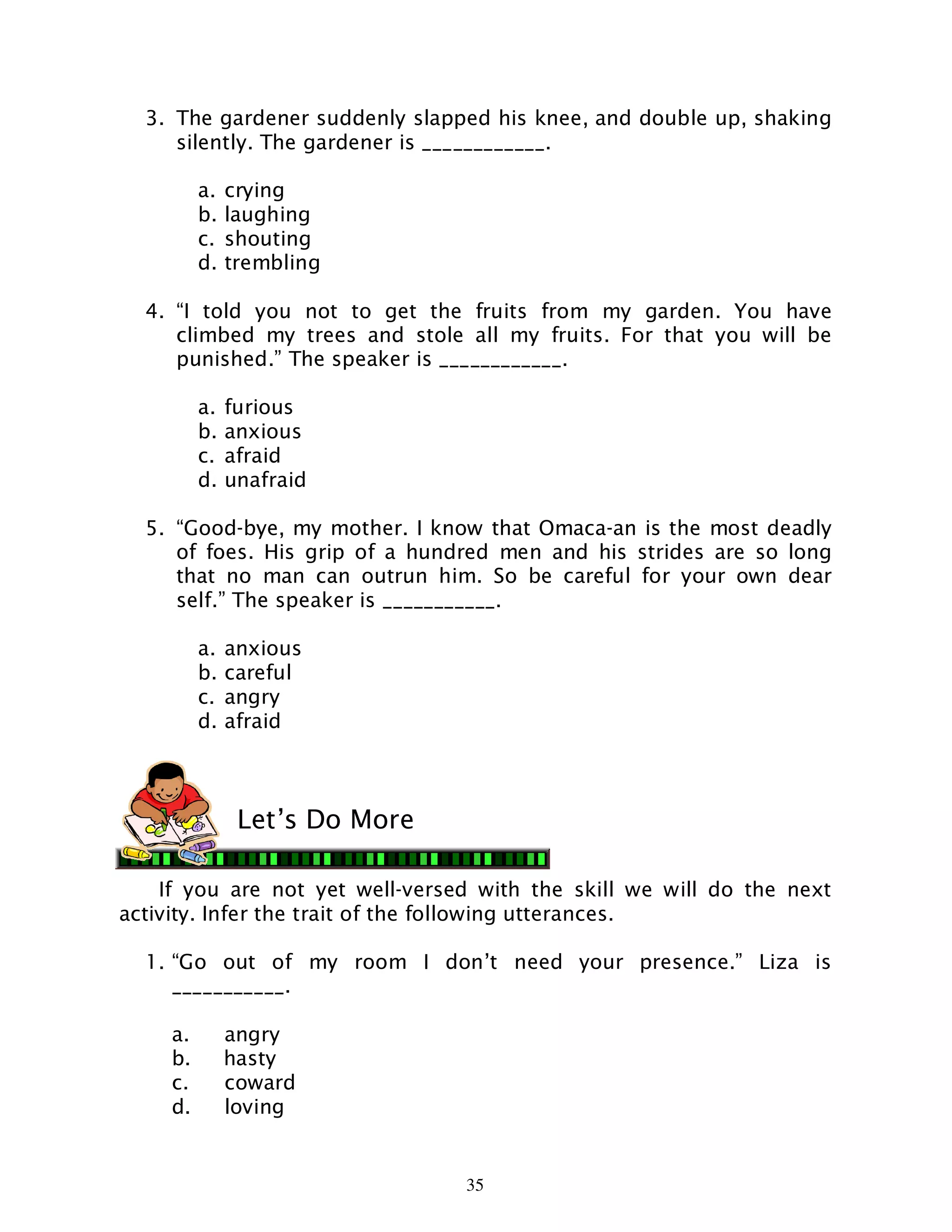 English 6 dlp 37 inferring traits and character | PDF