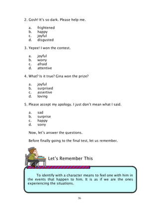 English 6 dlp 37 inferring traits and character | PDF