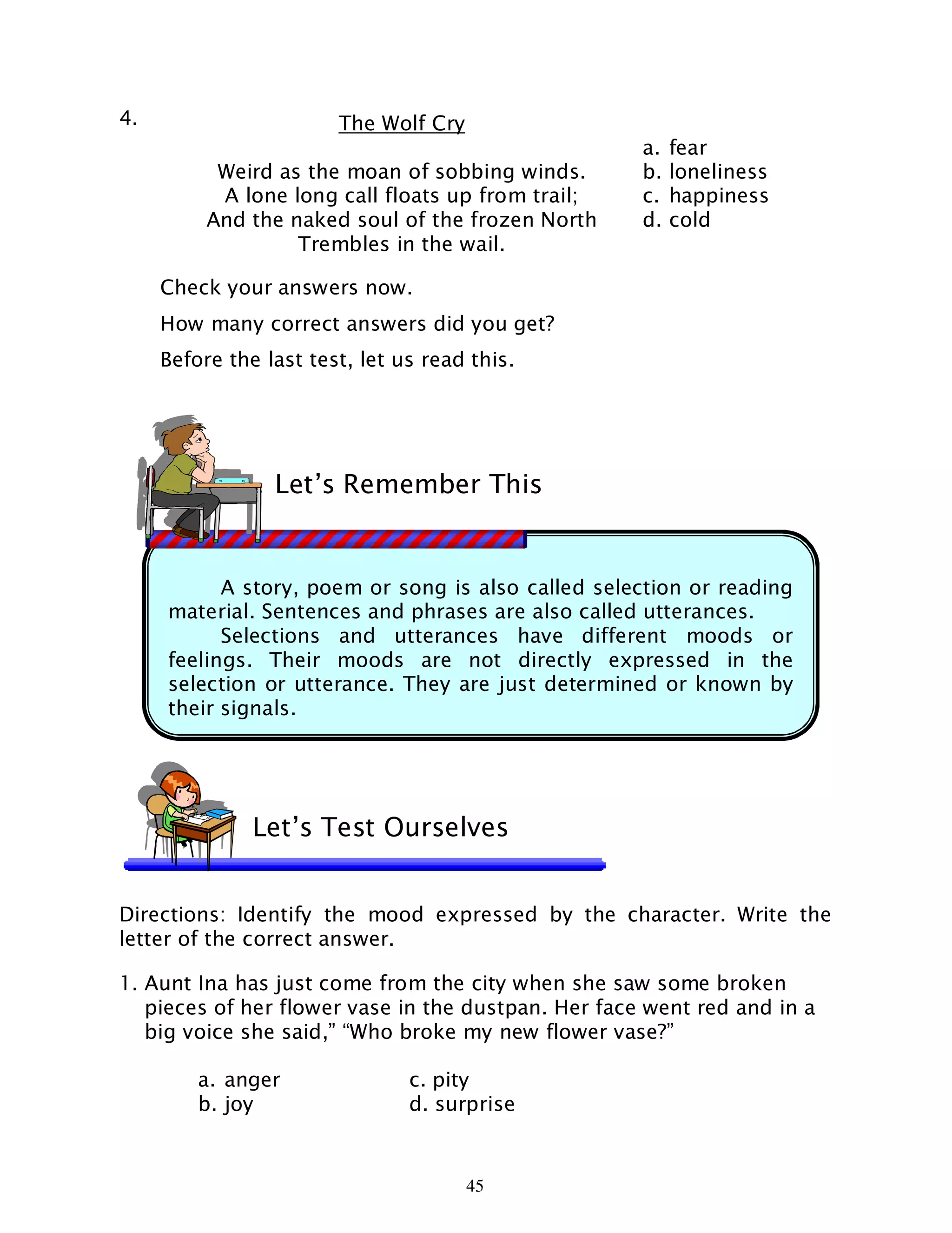 English 6 dlp 38 inferring the general mood of the selection | PDF