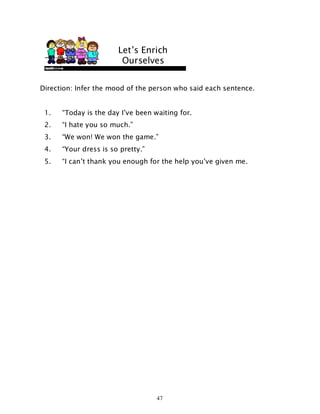 English 6 dlp 38 inferring the general mood of the selection | PDF