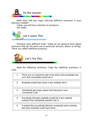 English 6 dlp 40 using indefinite pronouns | PDF