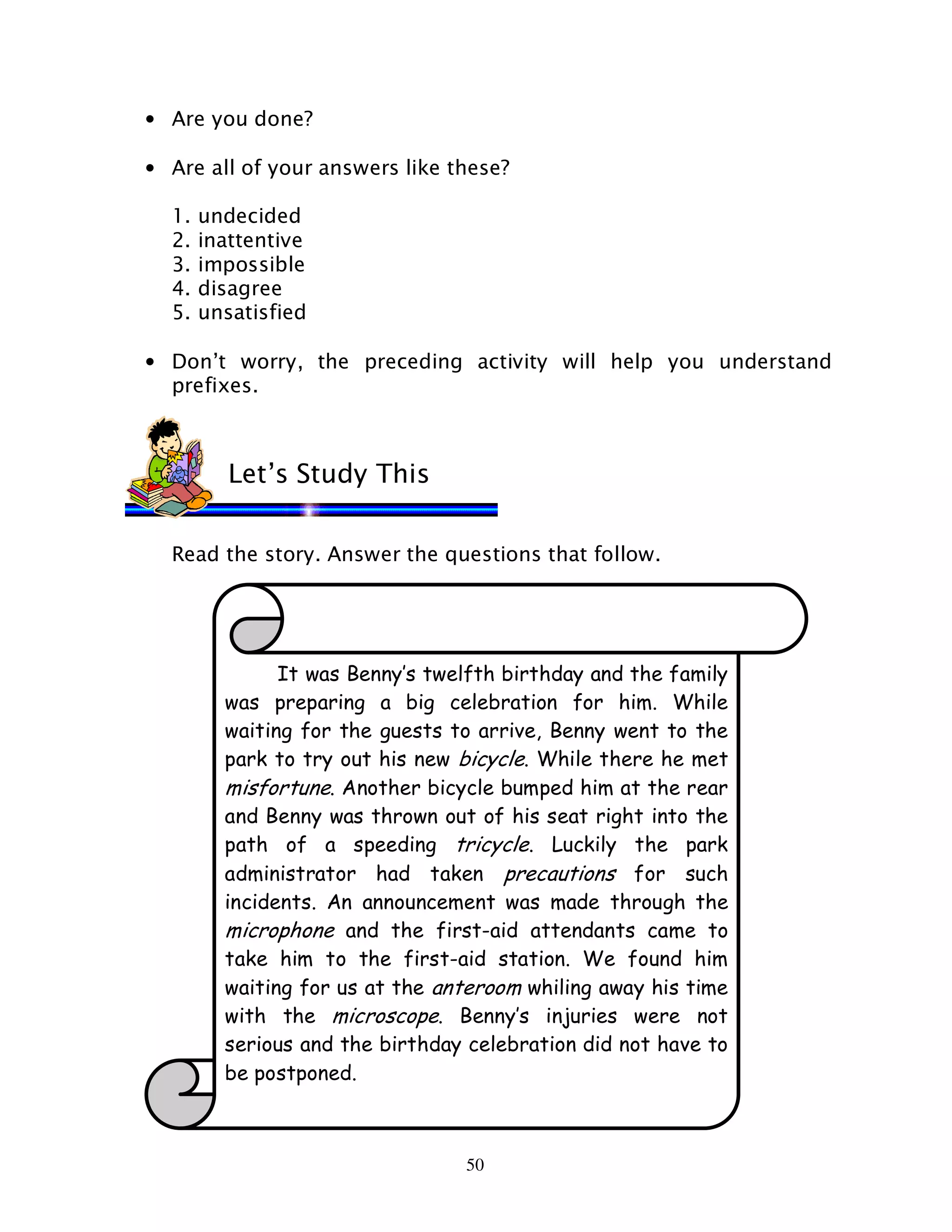 English 6 dlp 5 words with affixes - prefixes opt | PDF
