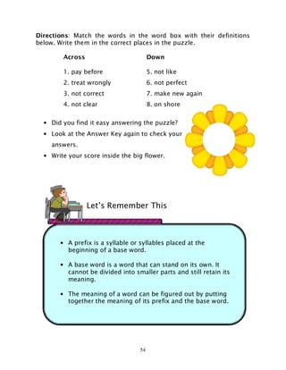 English 6 dlp 5 words with affixes - prefixes opt | PDF