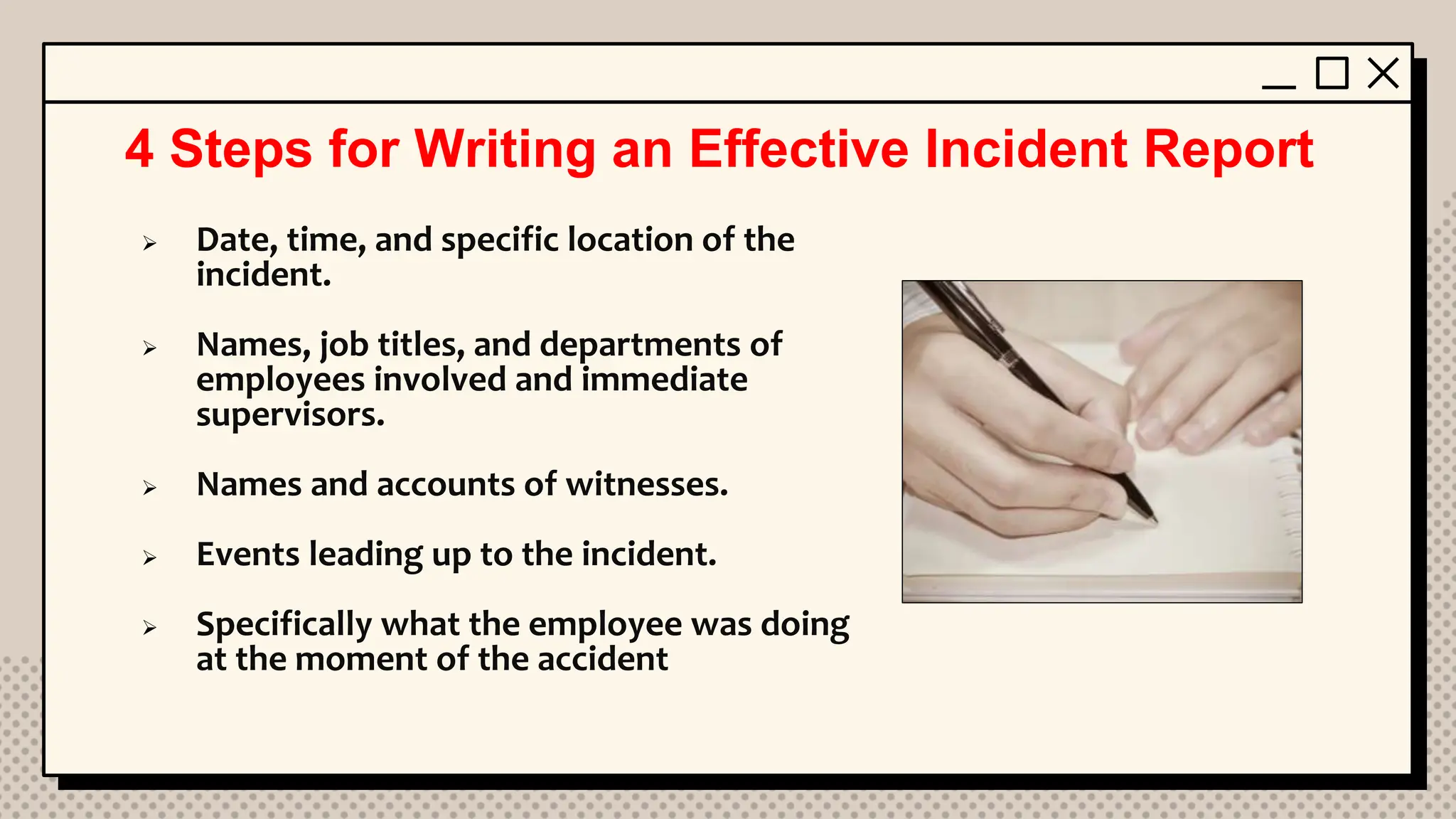 Incident report writing ppt english subj | PPTX