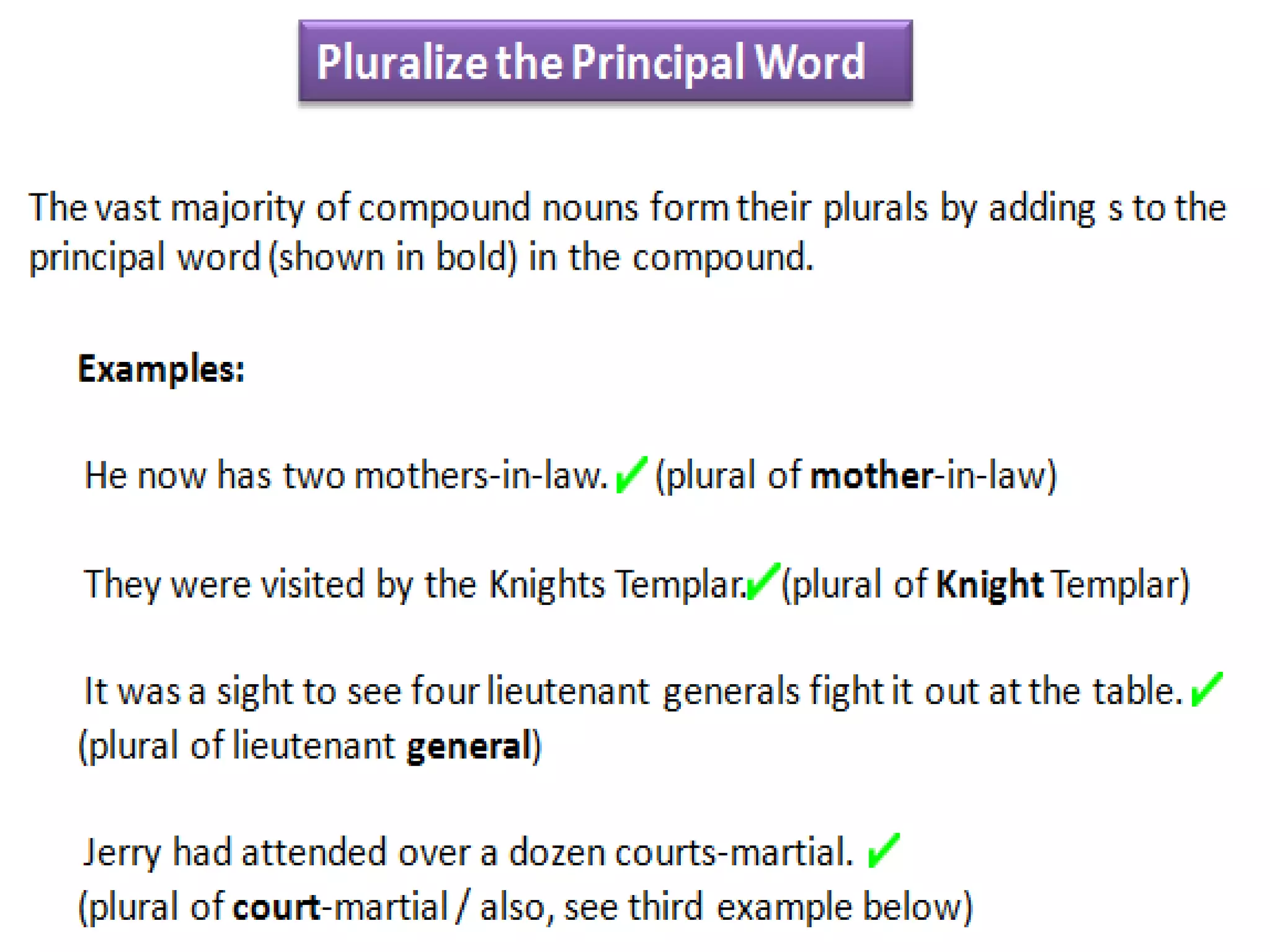 Plural form of compound nouns | PPTX