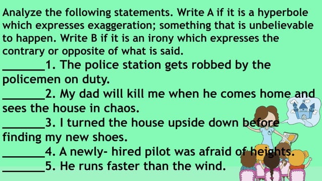 English 6 Quarter 1 Hyperbole and Irony.pptx | Humor and Satire | Pop Culture