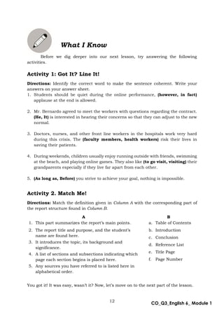 English6_Q3_Mod1_Present a Coherent, Comprehensive Report on Differing ...