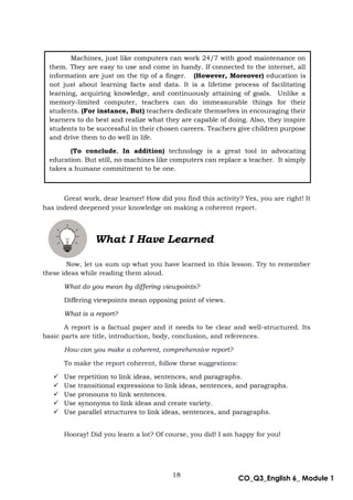 English6_Q3_Mod1_Present a Coherent, Comprehensive Report on Differing ...
