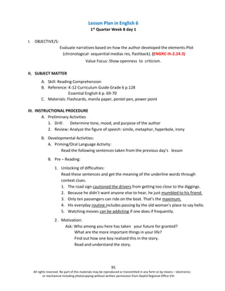 English 6 K-12 Teacher's Guide (first quarter)2017 | PDF