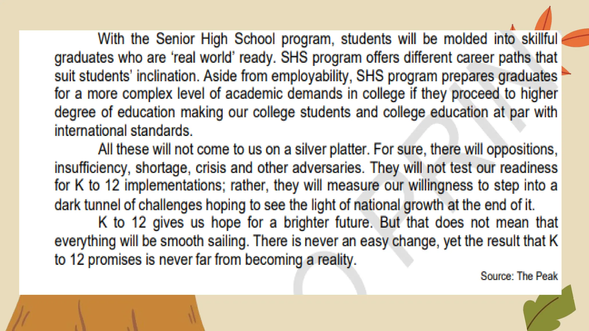 ENGLISH 6 - Present a coherent, comprehensive report on differing ...