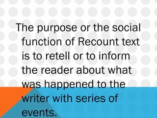 English 7-4th Quarter Recount Text | PDF