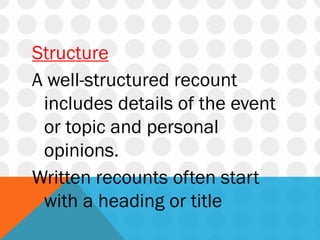English 7-4th Quarter Recount Text | PDF