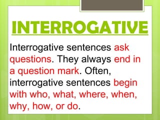 ENGLISH 7 - TYPES OF SENTENCES and its functions .pptx