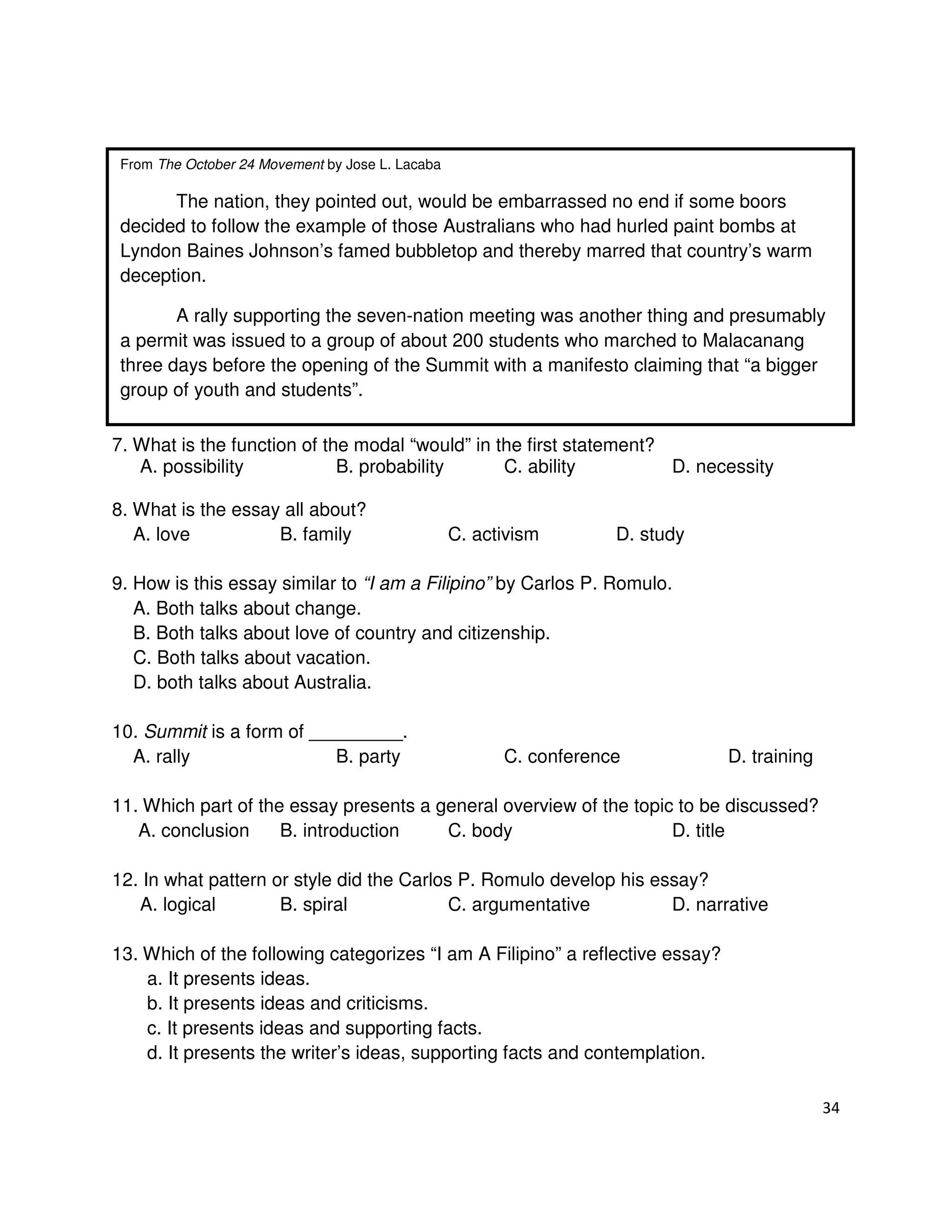 DepEd k12 English 7 fourth quarter module 1 | PDF