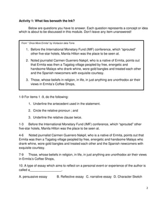 DepEd k12 English 7 fourth quarter module 2 | PDF