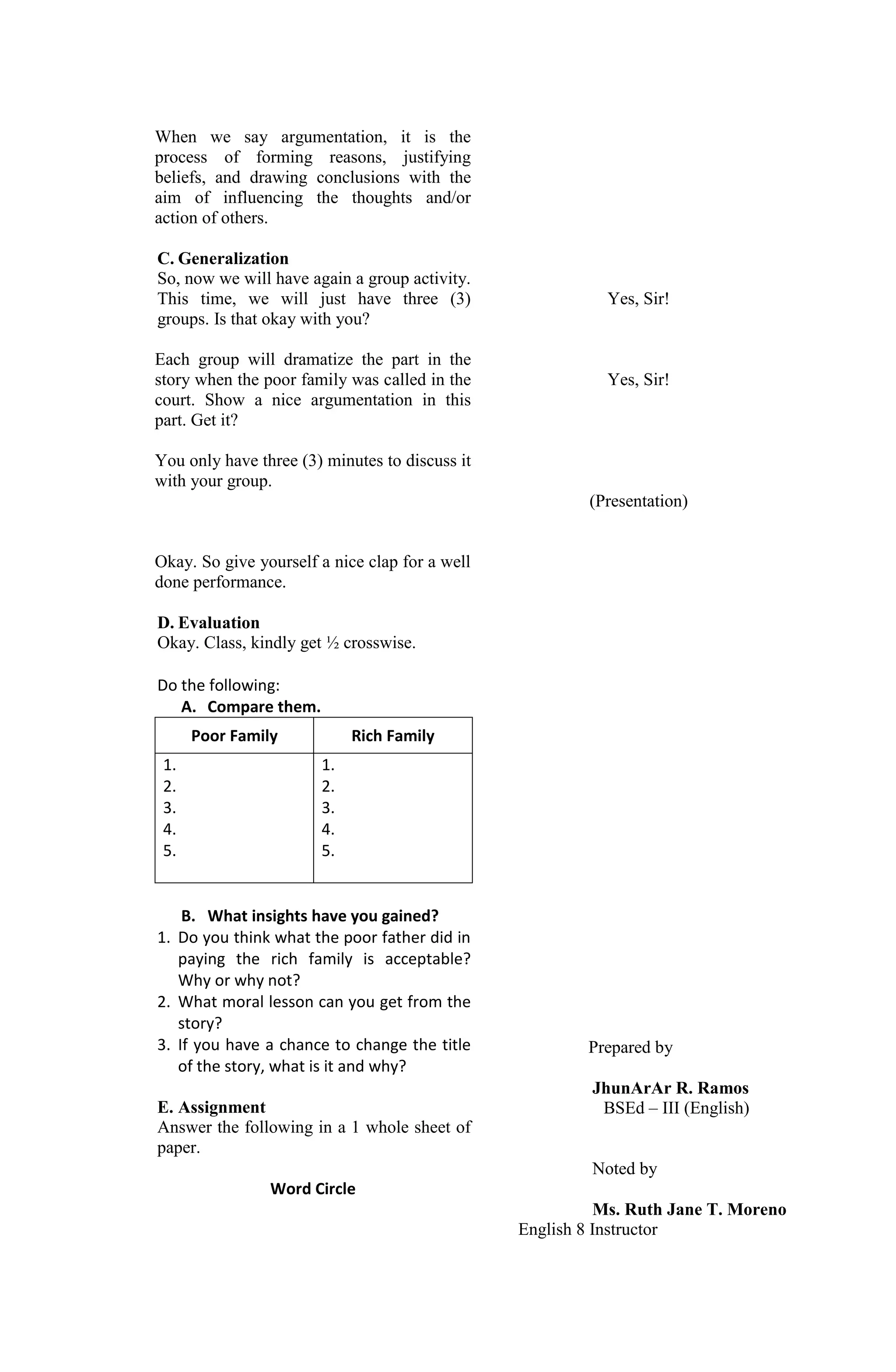 English 7 lesson plan | DOCX