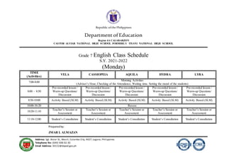 English 7 proposed schedule | PPT