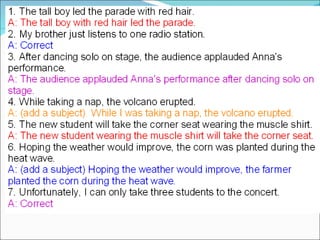 English 7th Grade Misplaced Modifiers Worksheet Answers | PPT