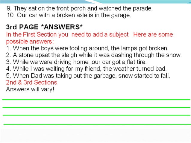 English 7th Grade Misplaced Modifiers Worksheet Answers