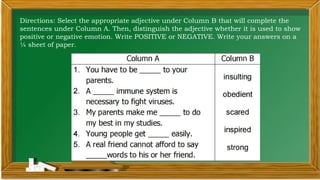 Using adjective positive and Negative for Emotional response | PDF
