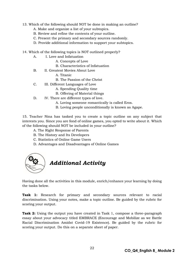 English8_Q4_Module 2_Expanding the Content of an Outline Using Notes ...