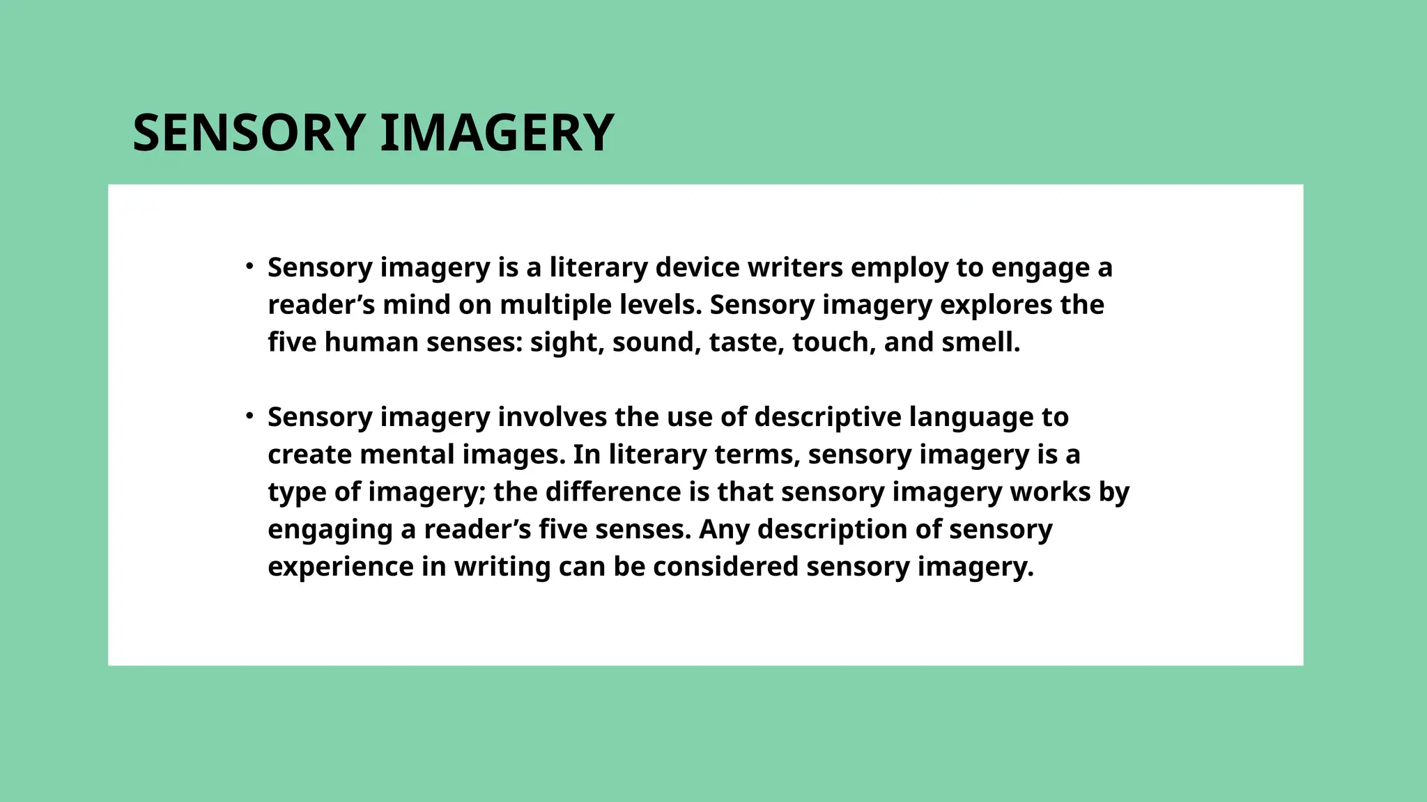 English 8 Sensory Imagery and activity for students | PPTX | Rowing ...
