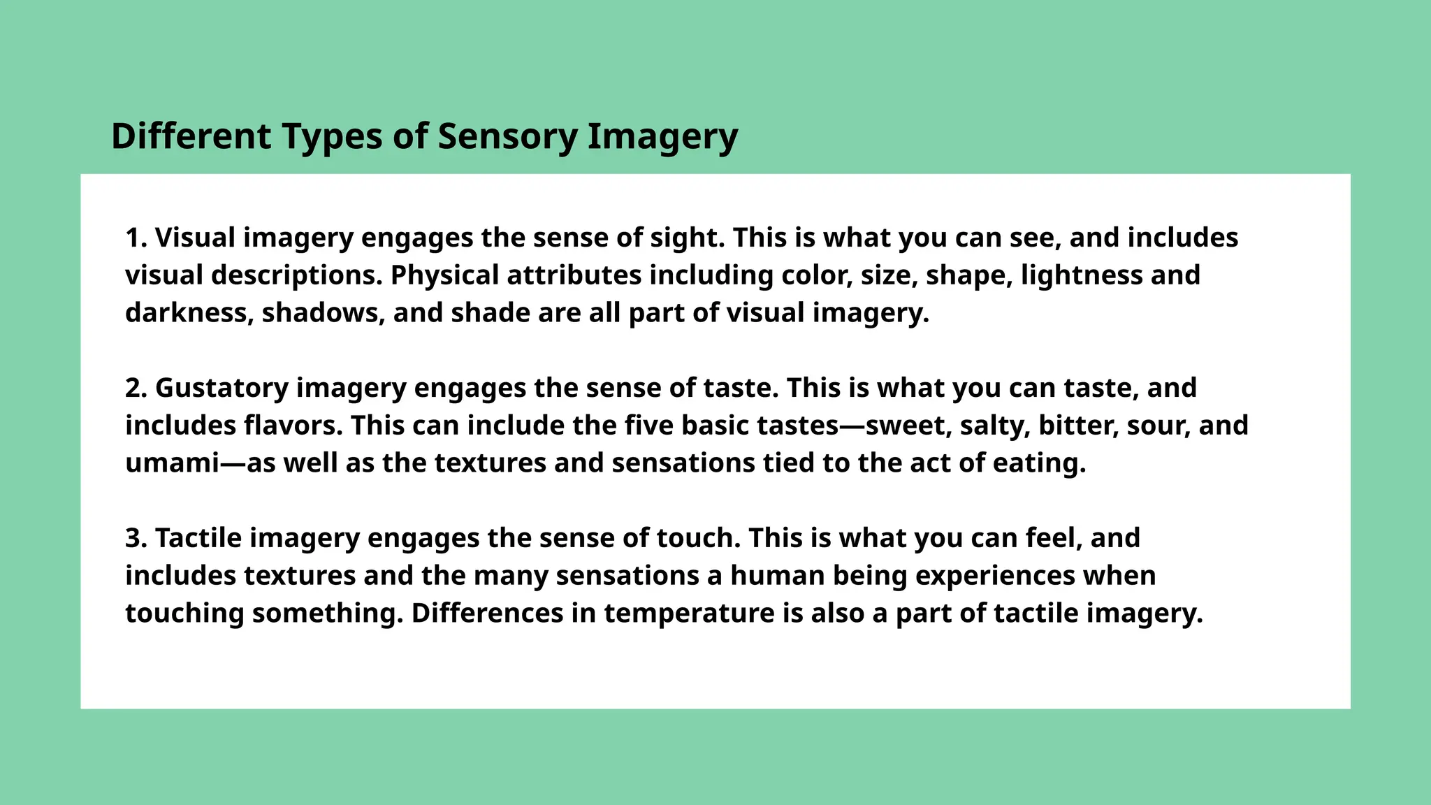 English 8 Sensory Imagery and activity for students | PPTX