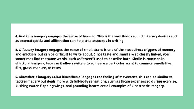 English 8 Sensory Imagery and activity for students | PPTX | Rowing ...