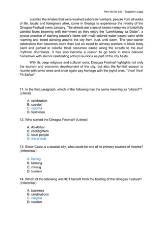 Reading materials for English 8 learners | PDF