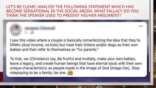 English 9 PPT on fallacy, Faulty Logic, and Unsupported Fact | PPTX