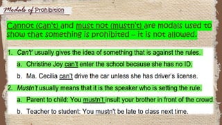 English 9 Quarter 1 Expressing permission, obligation, and prohibition ...