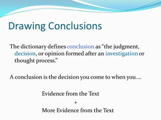English 9 - Drawing Conclusions and Making Judgments | PPTX