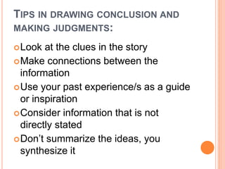 English 9 - Drawing Conclusions and Making Judgments | PPTX