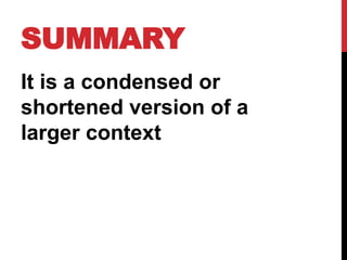 English 9 - Summary | PPTX