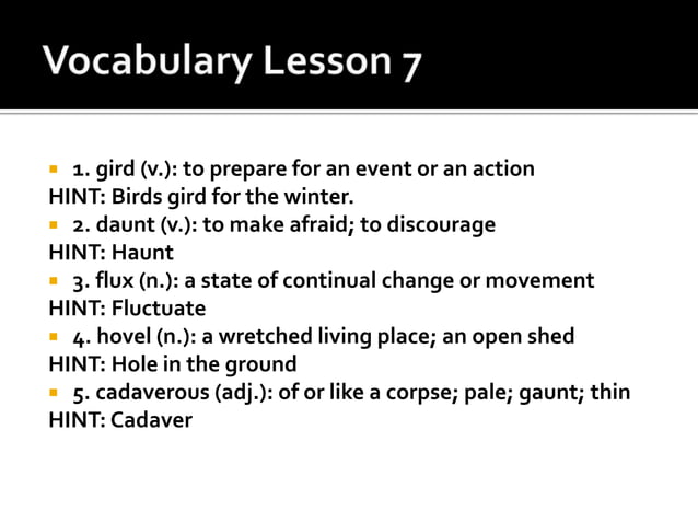 English 9 honors vocab 7 | PPTX