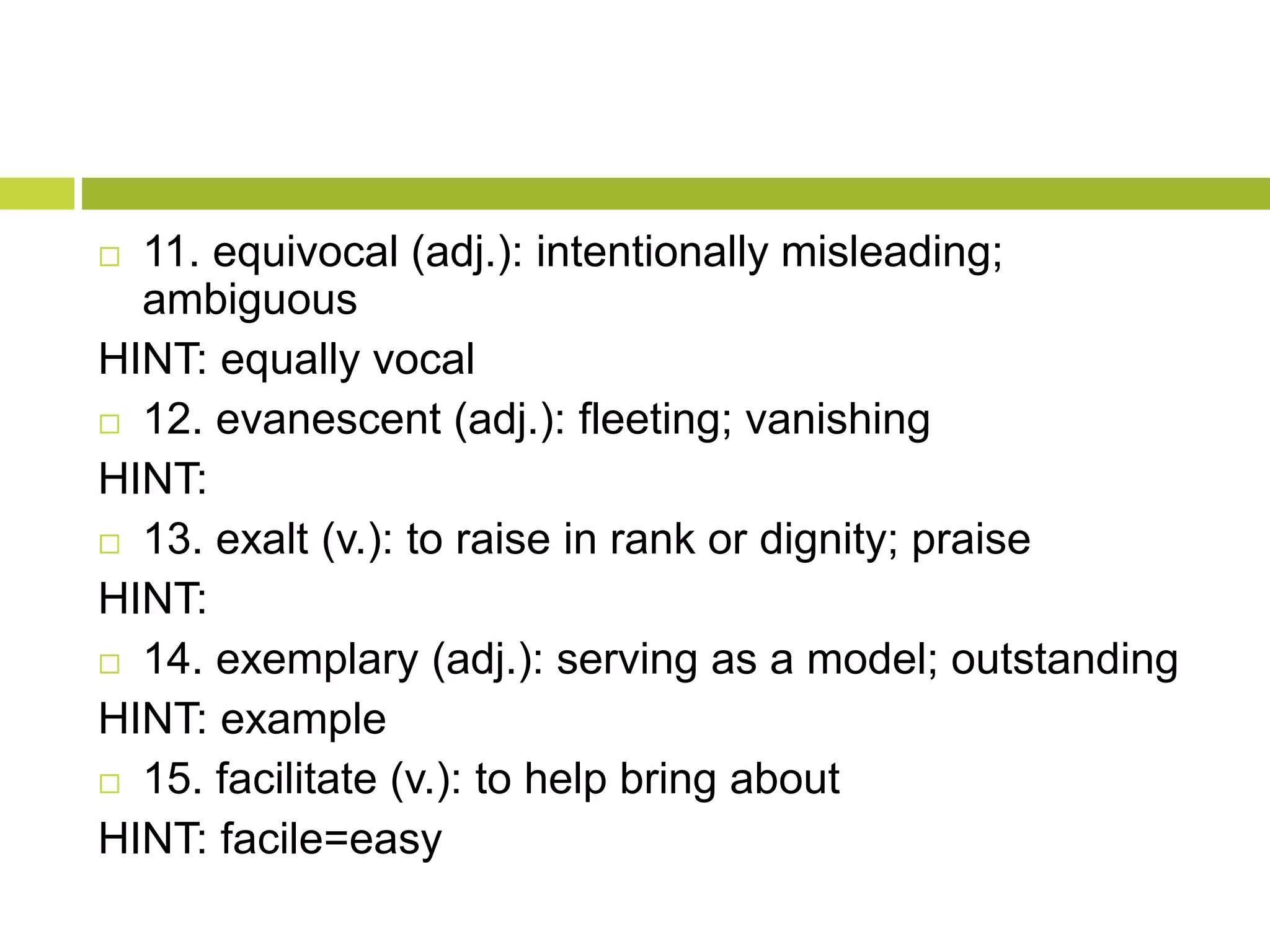 English 9 honors vocabulary 1 4 (60 words) | PPTX